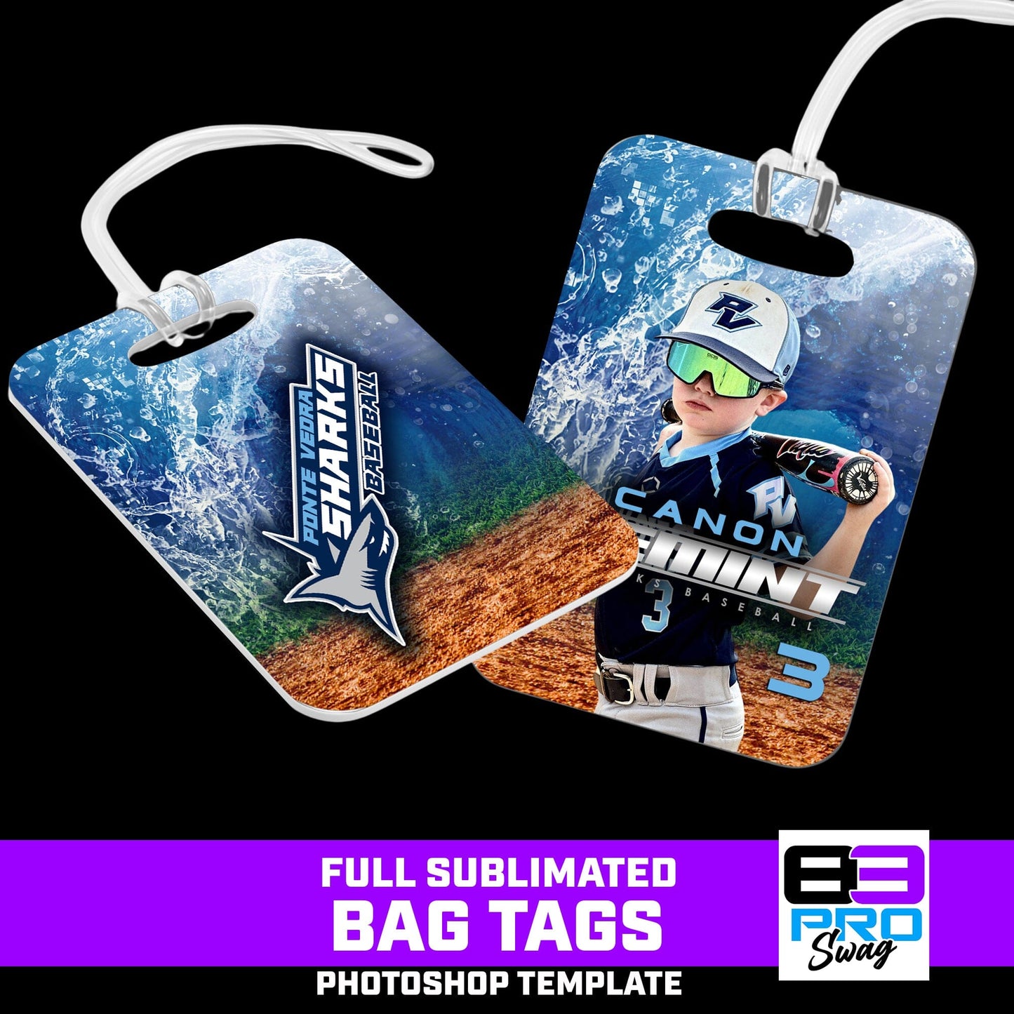 Bag Tag Photoshop Template - Shark Multi-Sport – PSMGraphix