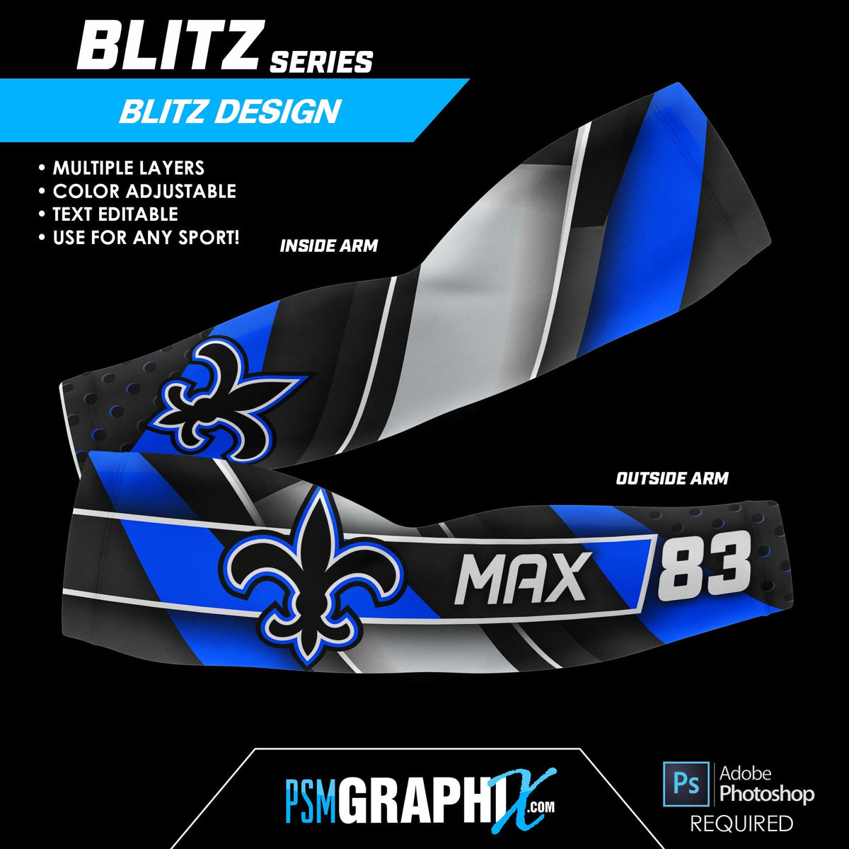 Blitz - BLITZ Series - Arm Sleeve Photoshop Template | PSMGraphix