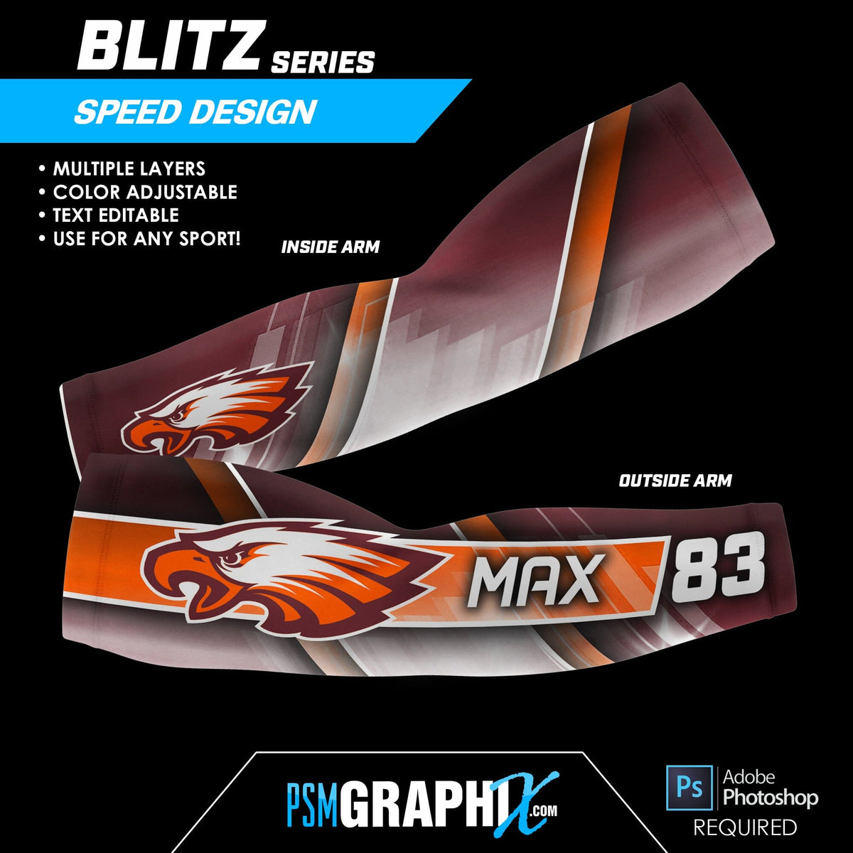 Speed - BLITZ Series - Arm Sleeve Photoshop Template | PSMGraphix