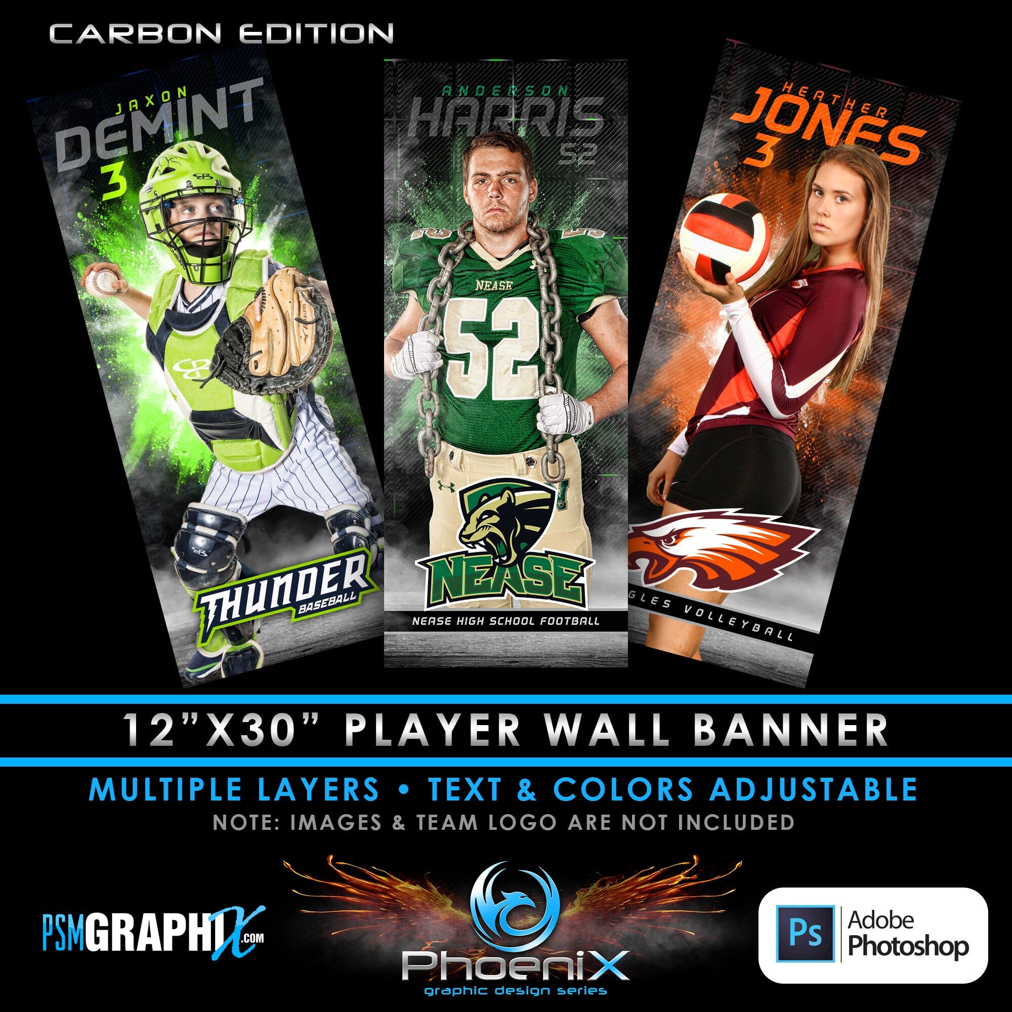 Carbon - Phoenix Series - Wall/Locker Banner & Poster Template – PSMGraphix